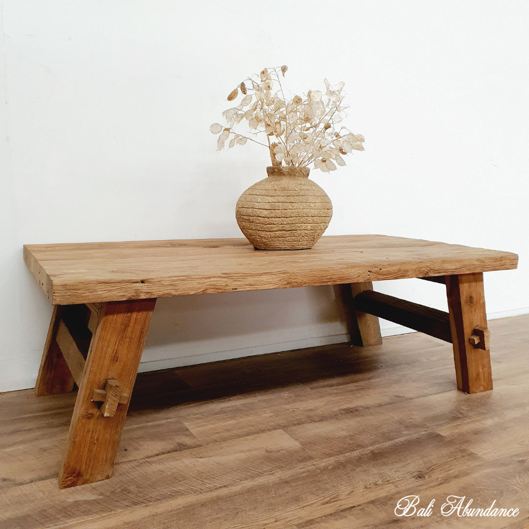 Balinese Recycled Teak Hand Carved Coffee Table - Natural – Bali Abundance