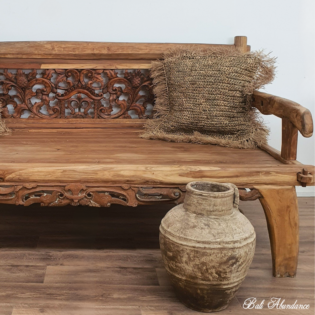 Balinese Hand Carved Natural Rustic Look Daybed - Large – Bali Abundance