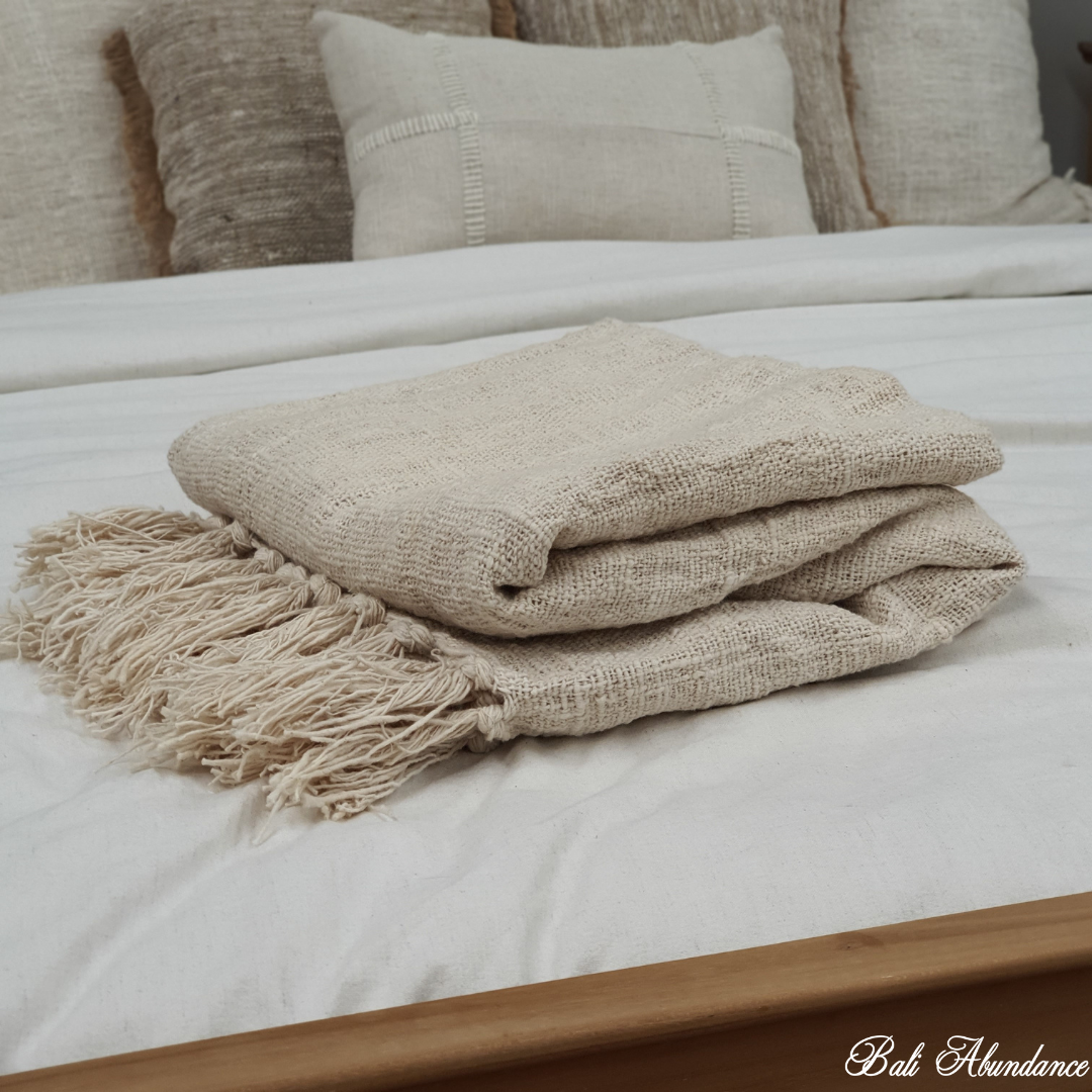 Cotton Throw Natural Beige – Bali Abundance
