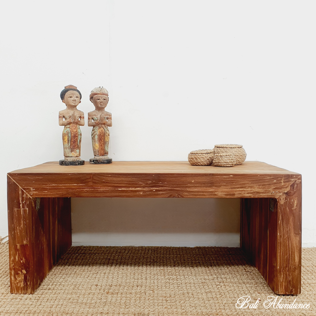 Balinese Recycled Teak Rustic Hand Carved Coffee Table - Natural – Bali ...