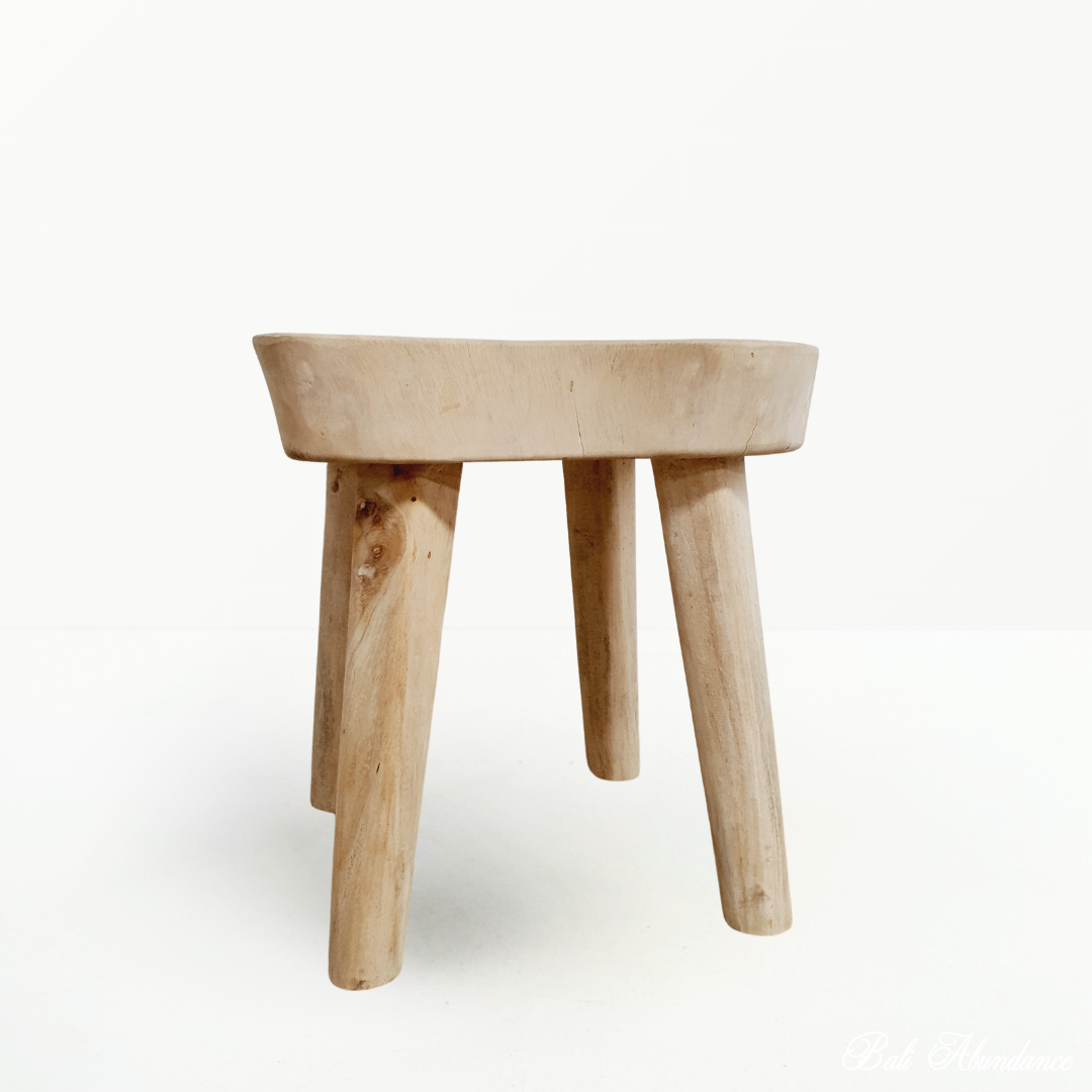 Mango Wood Abstract Stool – Bali Abundance