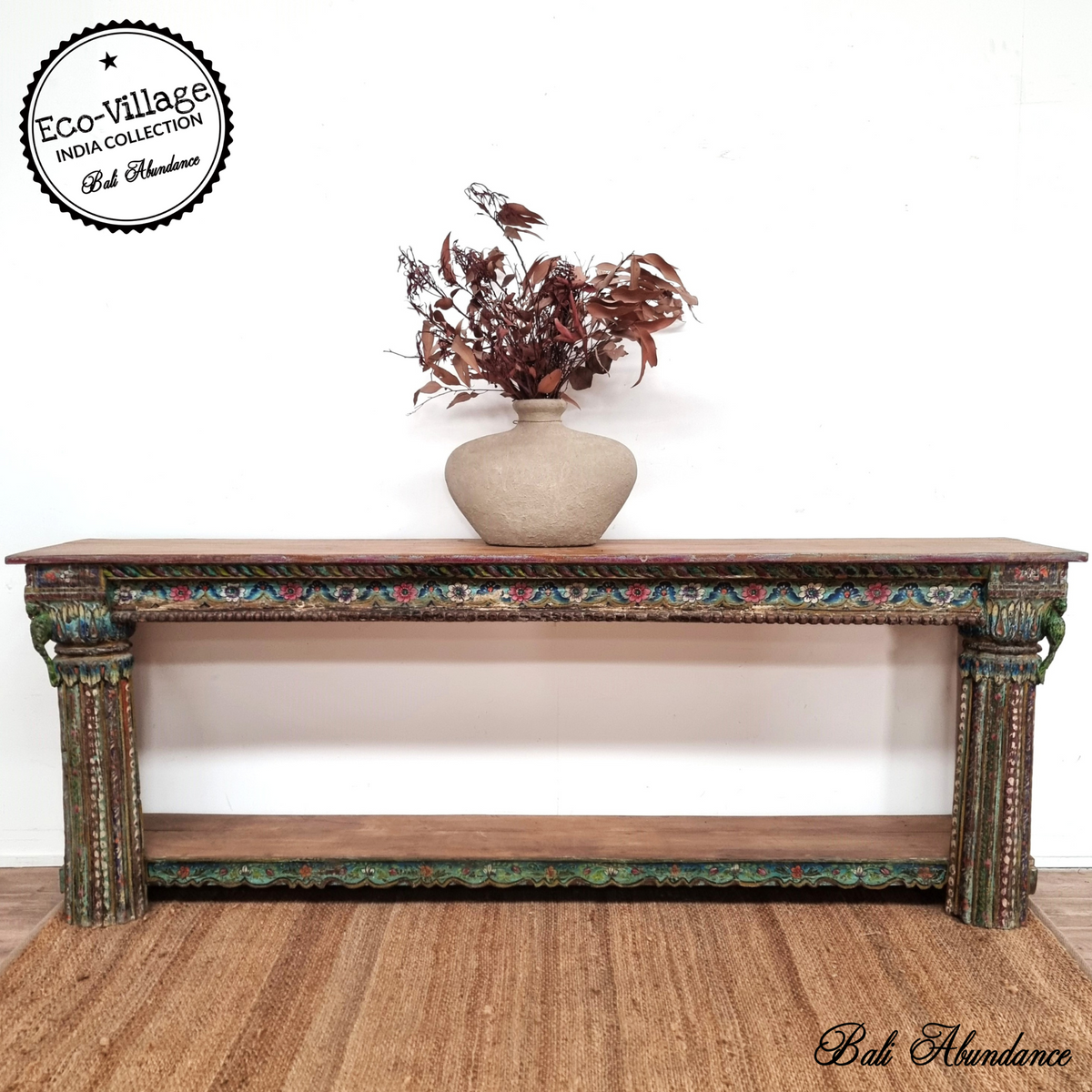 VINTAGE Long Indian Console Table - Eco Village Collection – Bali Abundance