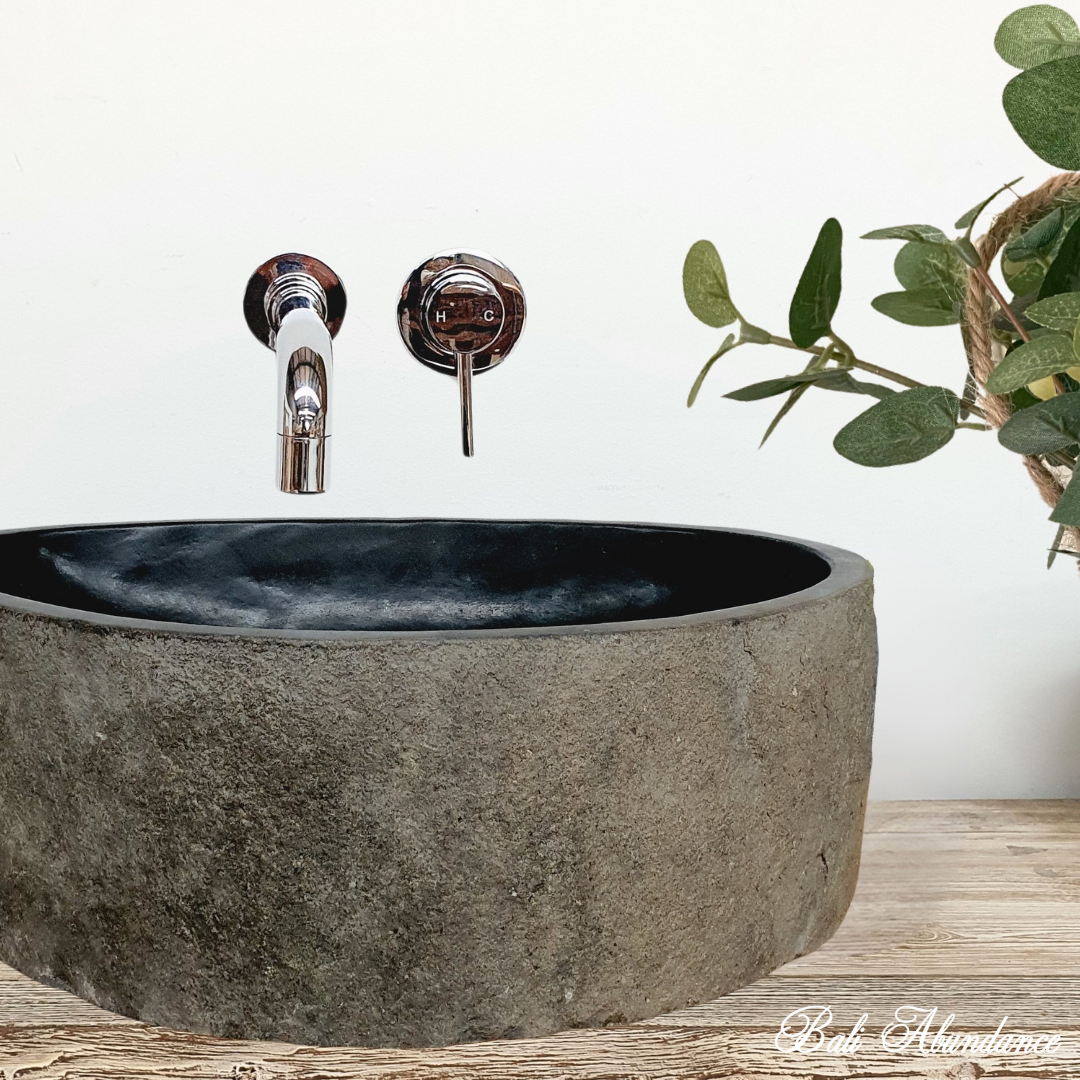 Natural River Stone Bathroom Basin JA11 – Bali Abundance