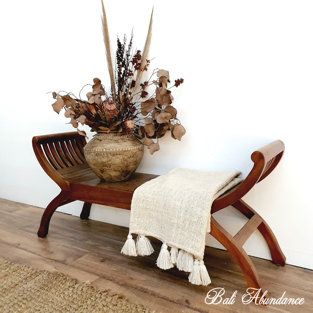 *Kartini Wooden Bench Seat CHESTNUT – Bali Abundance