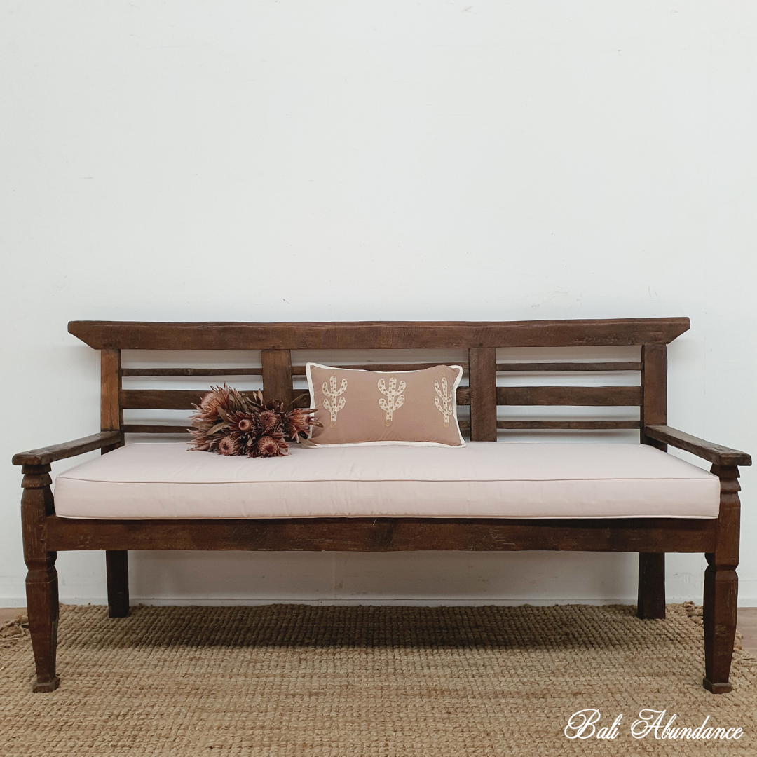 VINTAGE Javanese Old Teak Wood Daybed Bench Seat With Cushion – Bali ...