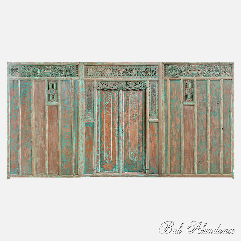 Balinese Original Vintage 3 Piece Hand Carved Teak Door Set AA3 – Bali ...