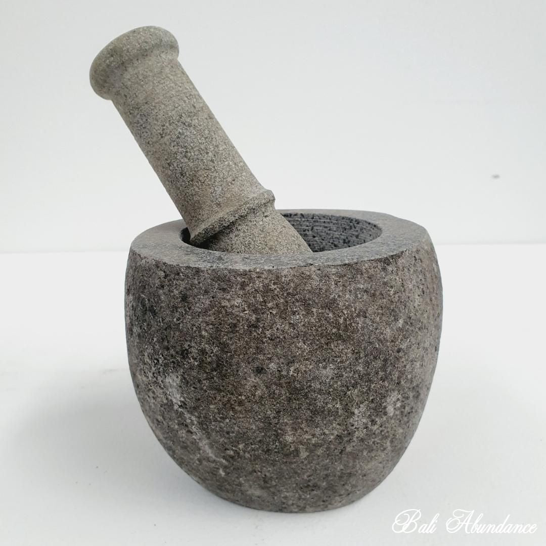 Natural Grey Stone Mortar and Pestle AC59 – Bali Abundance