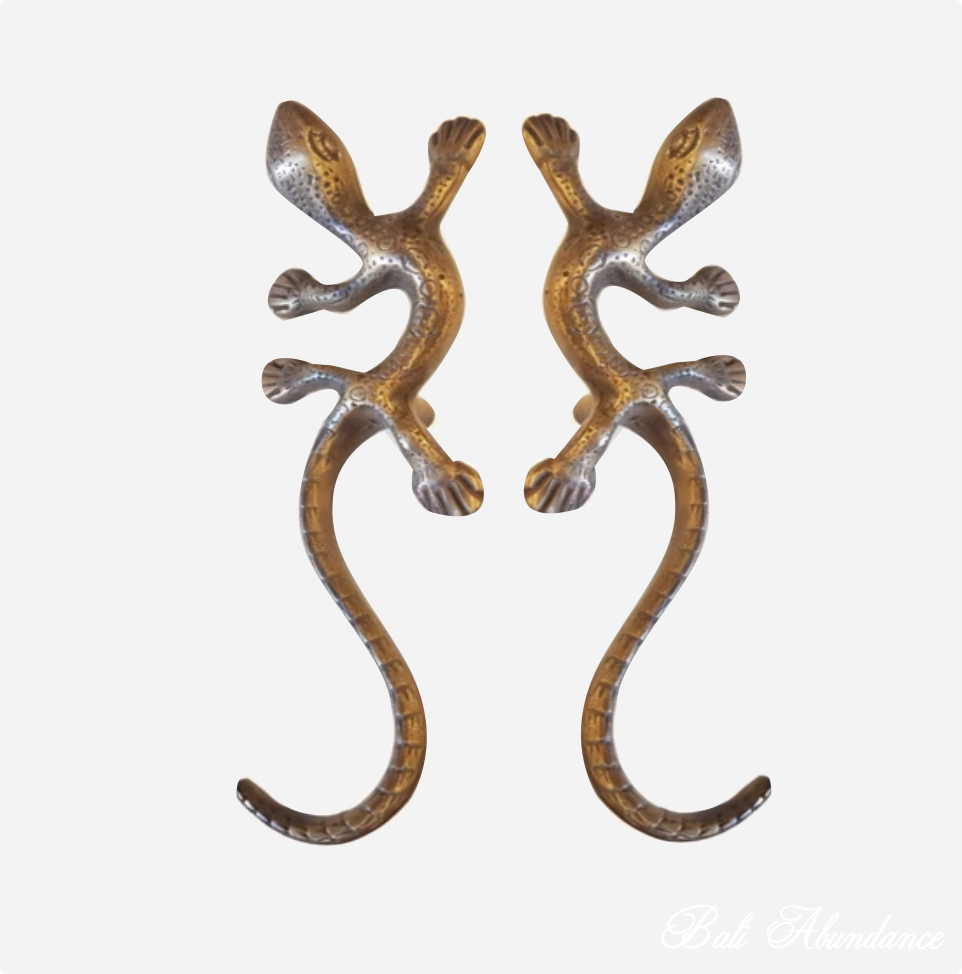 Antique Brass Gecko Lizard Door Handle Pair - Large – Bali Abundance